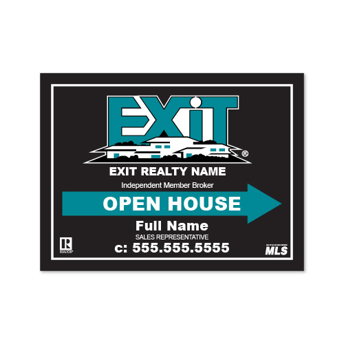 Exit 18x24 Open House Directional Black - Double-Sided For RoundRod OR ...