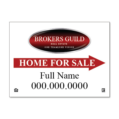 Brokers Guild 18x24 Home For Sale White - Double-Sided For RoundRod OR ...