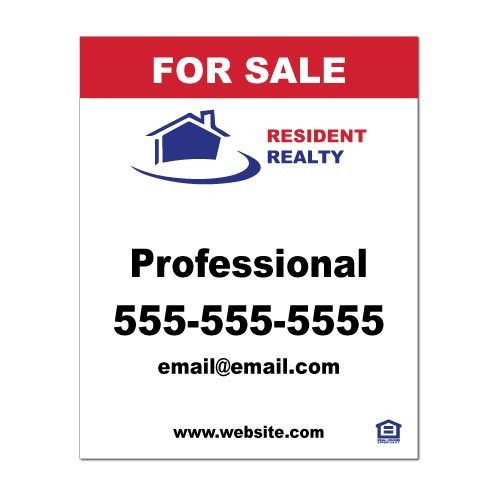 Resident Realty 30x24 Listing Panel White - Double Sided - RMD Signs