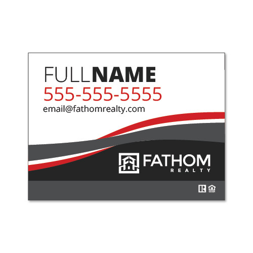 Fathom Realty 18x24 Listing Panel Swoosh - Double Sided - RMD Signs