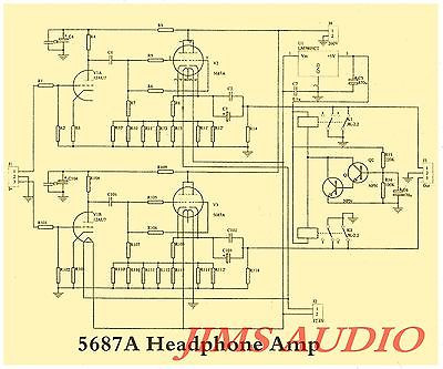 Tube 5687A output headphone amplifier stereo with delay circuit bare ...