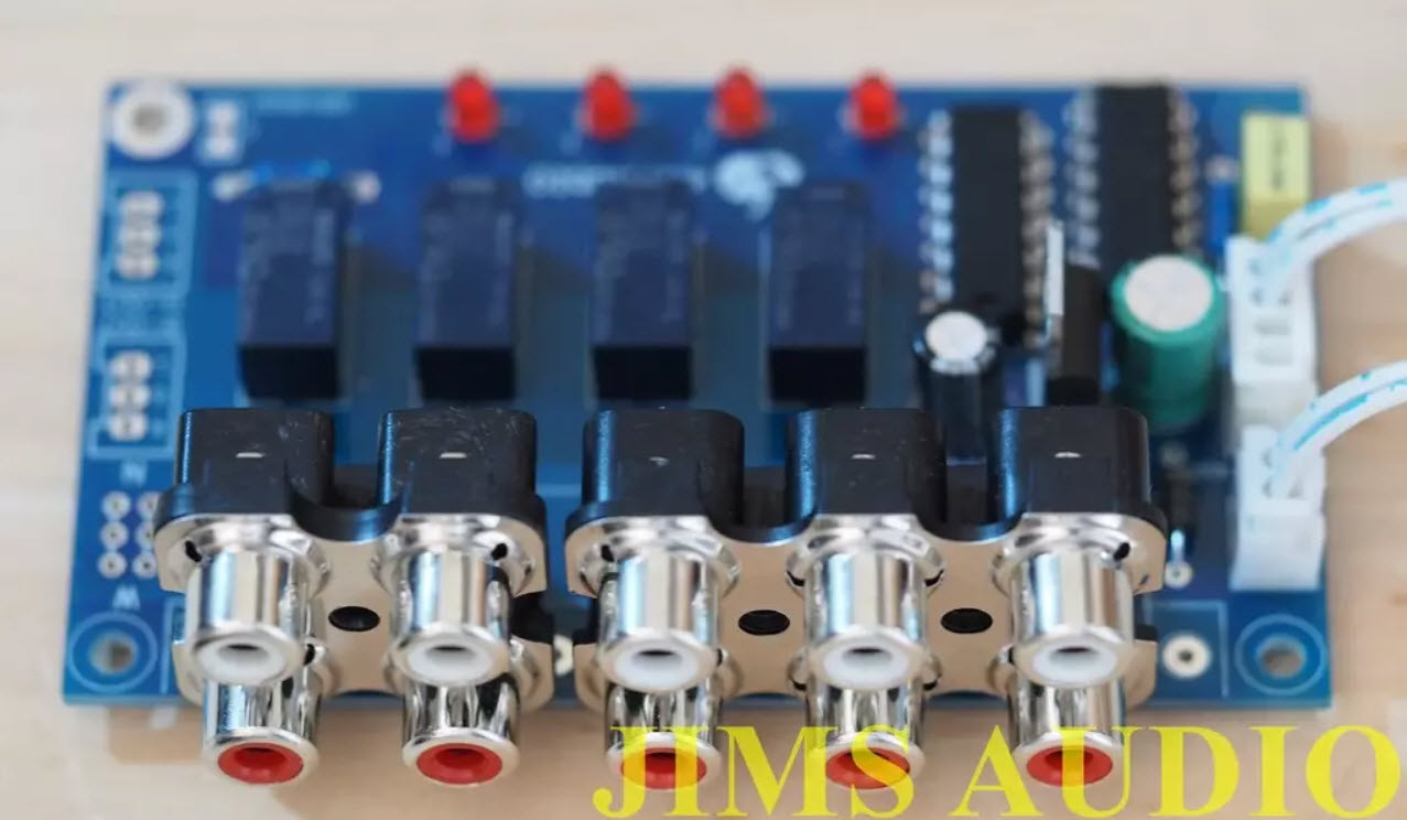 4-way stereo audio channel input selector board using push button ...