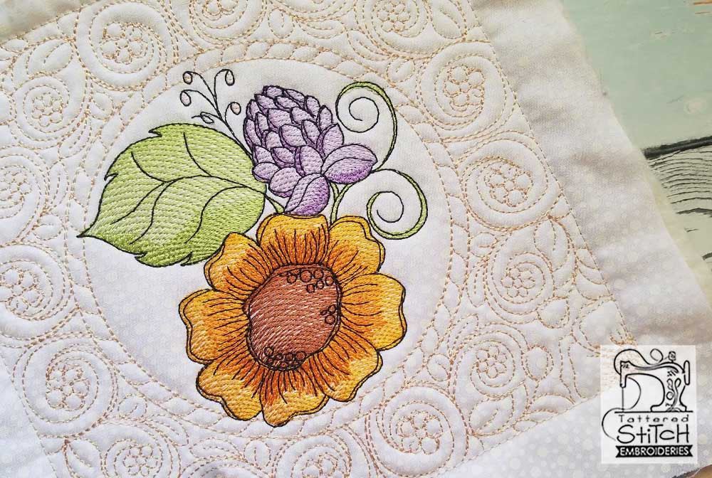 Sunflower Block - Machine Embroidery Designs