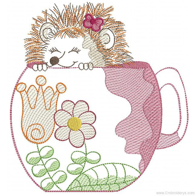 Cute Baby Hedgehog Love - Embroidery Designs