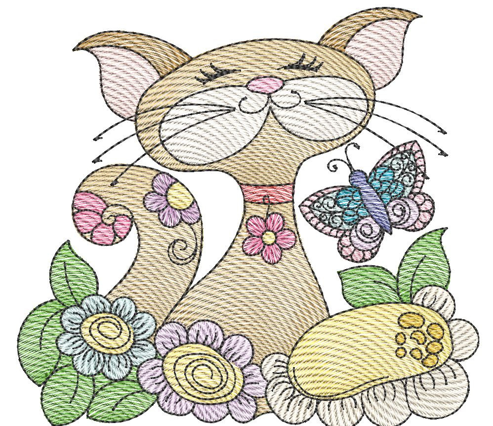Whimsical Cats Bundle (No Quilt Block Background) -Fits a 4x4", 5x7 ...