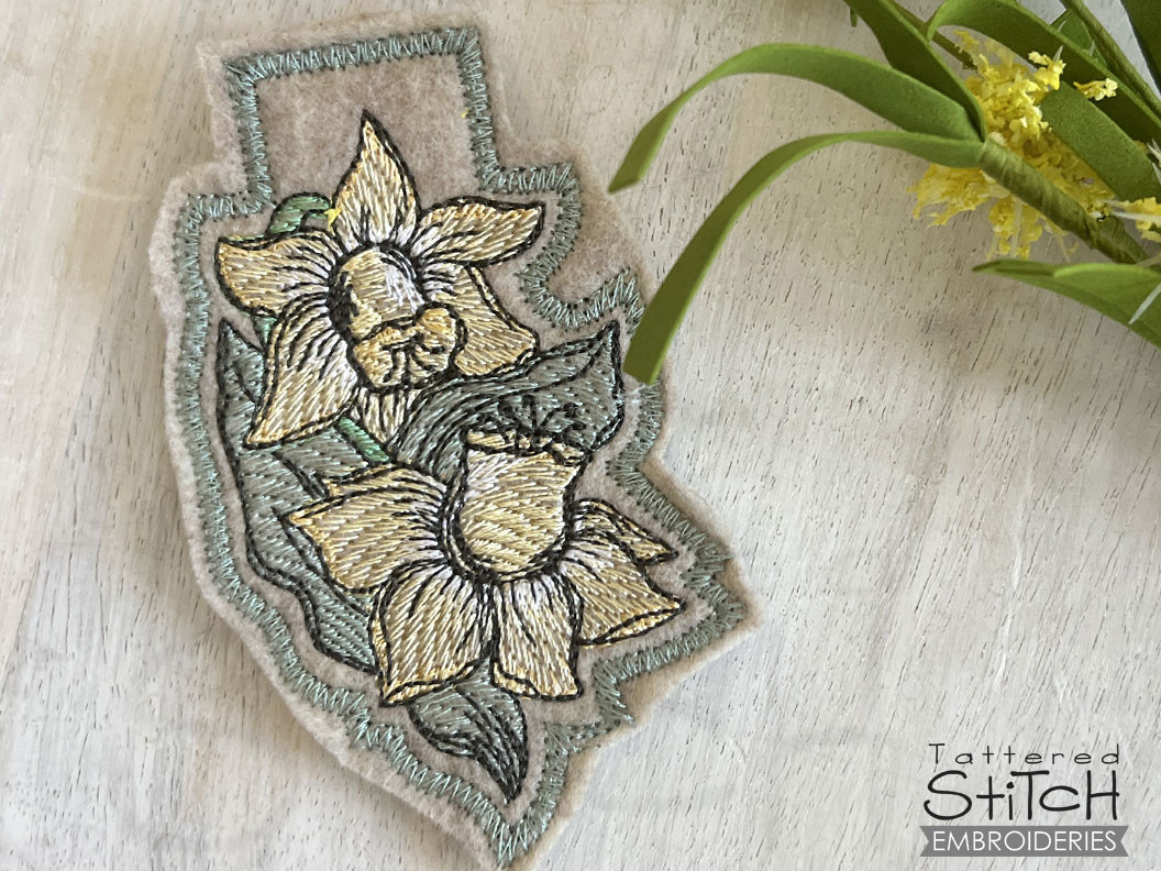 Daffodils Clothespin Magnet - Embroidery Designs & Patterns