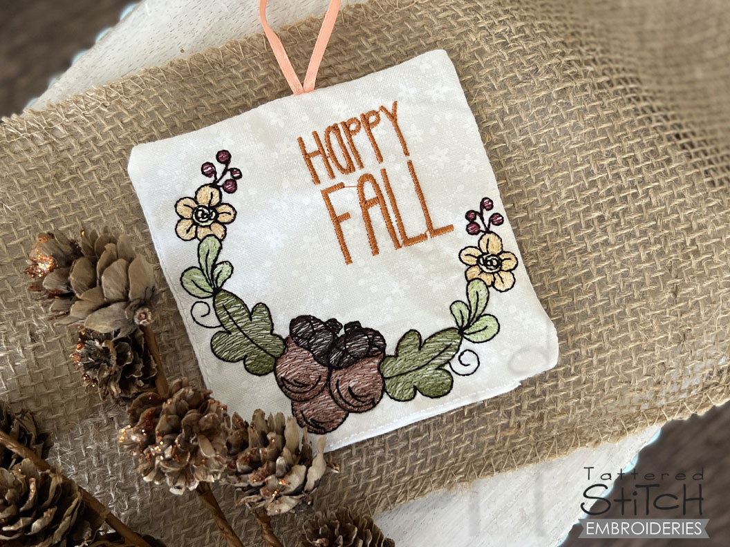 Happy Fall Sachet - Machine Embroidery - Tattered Stitch Embroideries