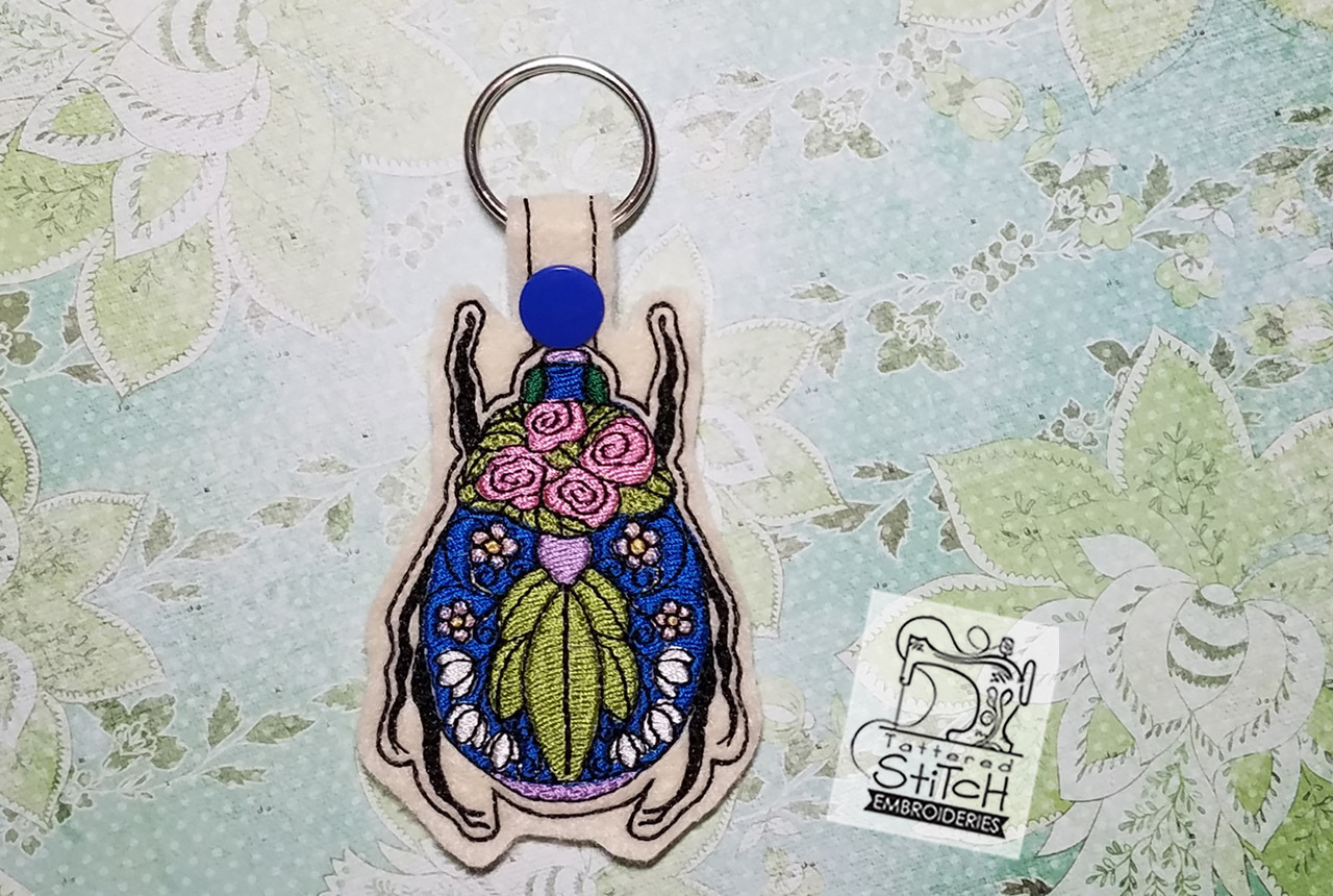 Scarab Beetle Key Chain - Machine Embroidery Design. 5x7 In The Hoop ...
