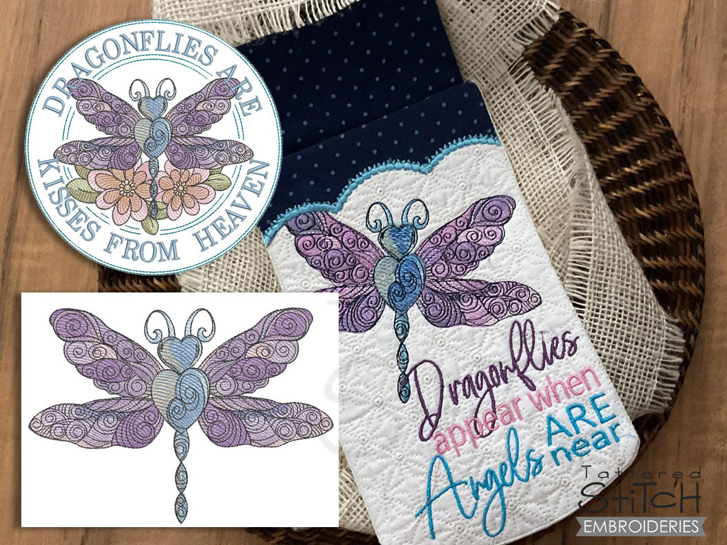 Dragonfly Label Embroidery Designs