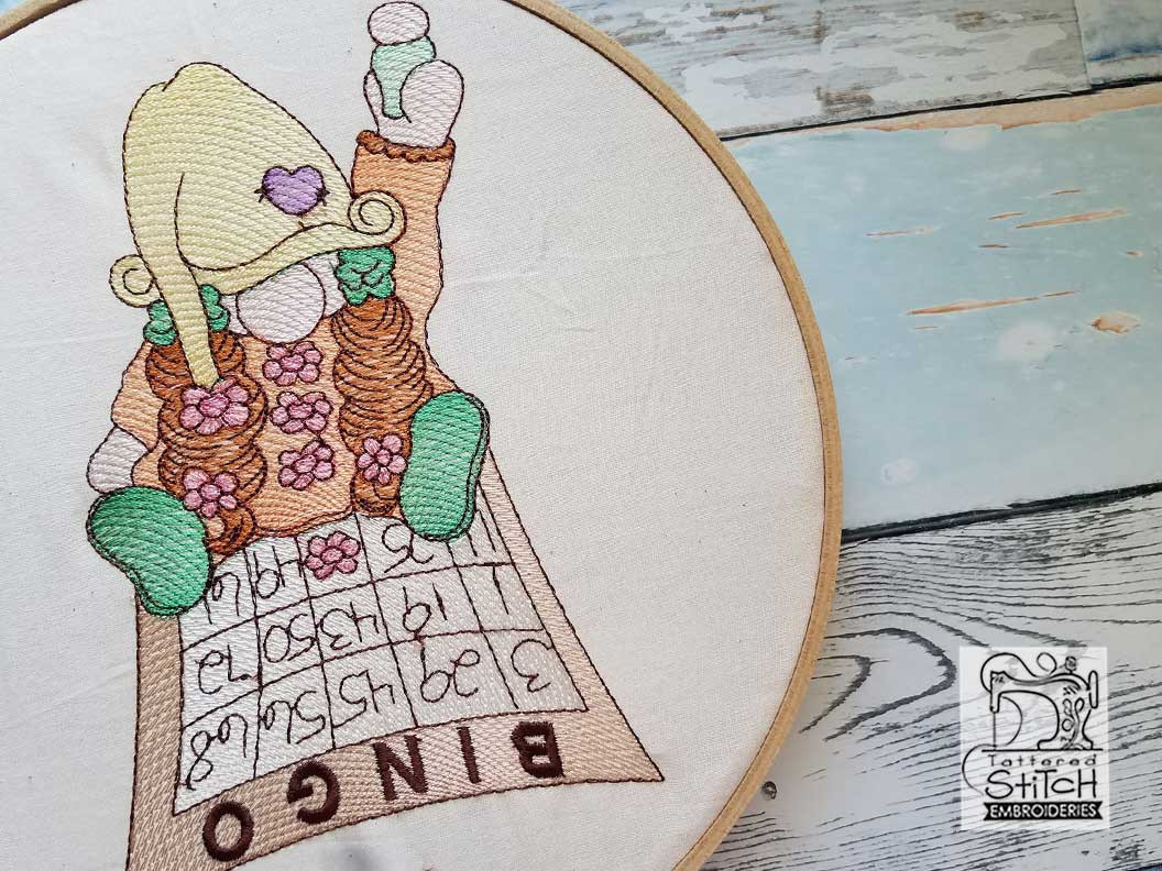 Bingo Gnome - Embroidery Designs & Patterns