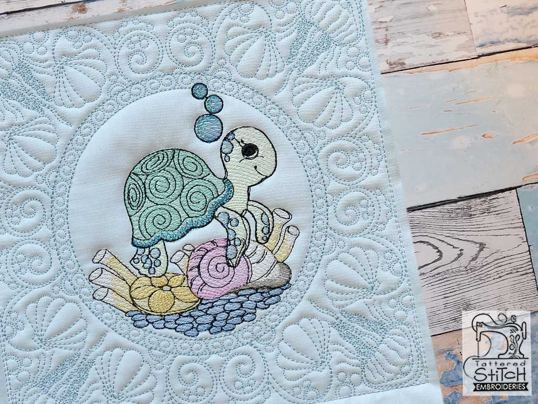 Baby Turtle Quilt Block - Machine Embroidery Designs