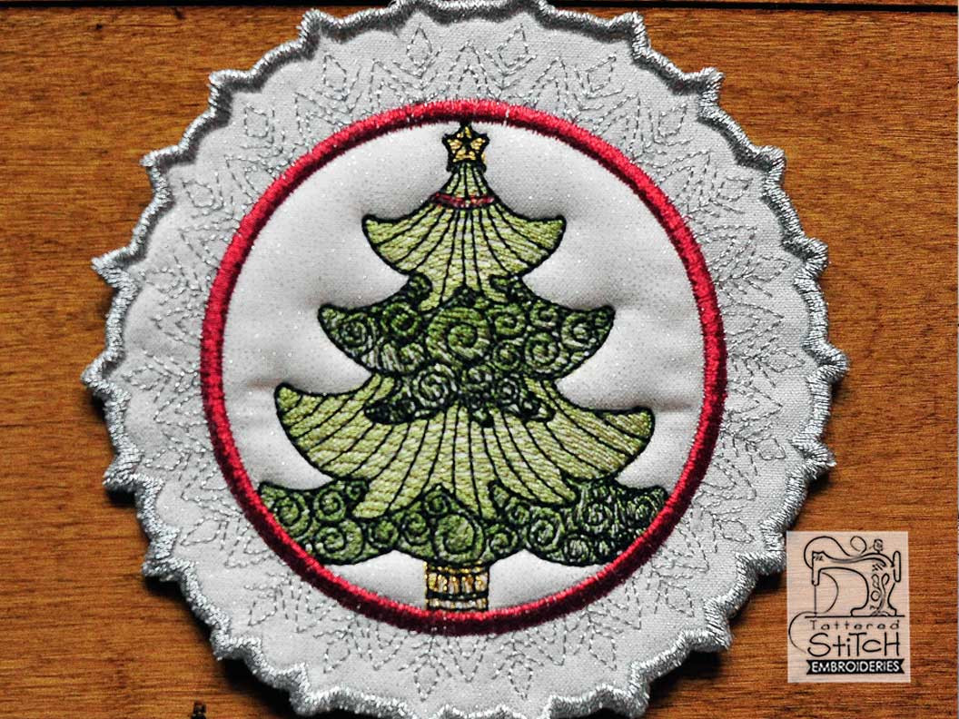 Tree Snowflake Coaster - Machine Embroidery Designs