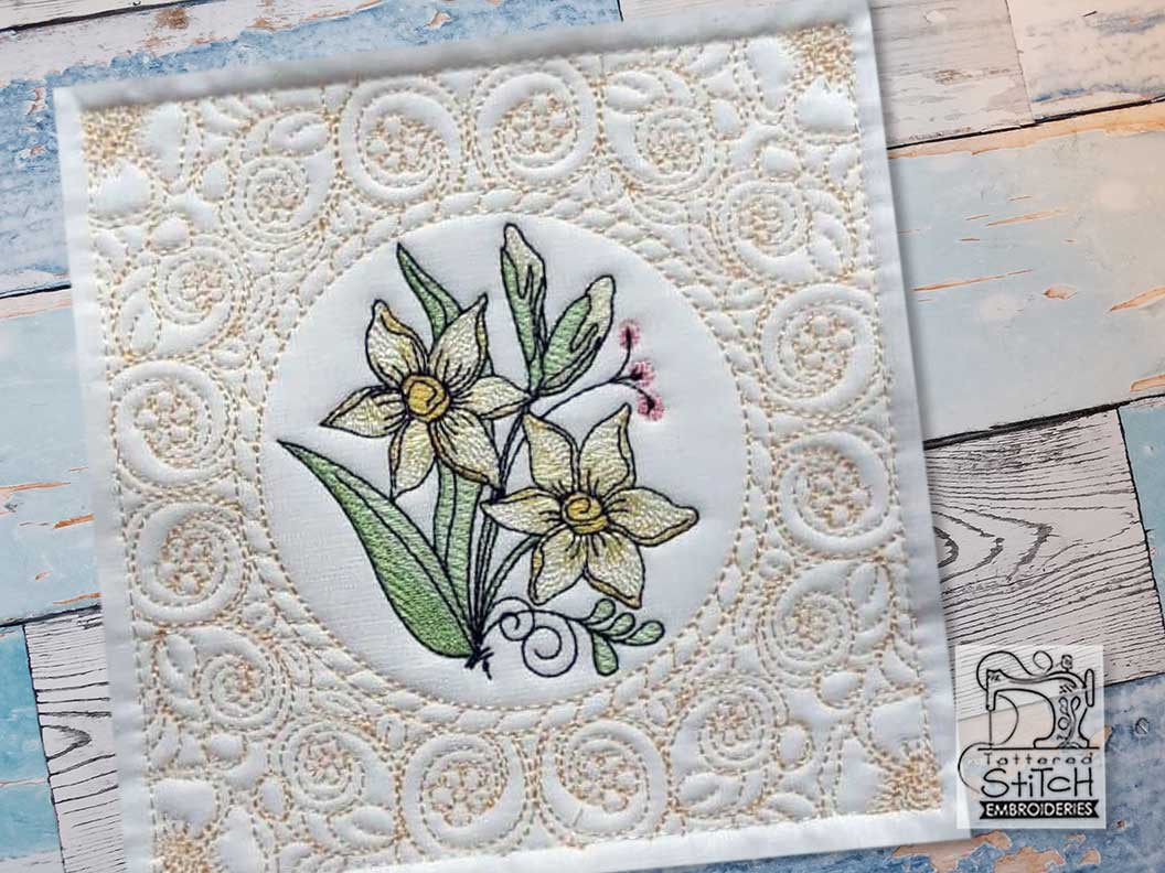 Daffodil Cluster Quilt Block #2 - Embroidery Designs