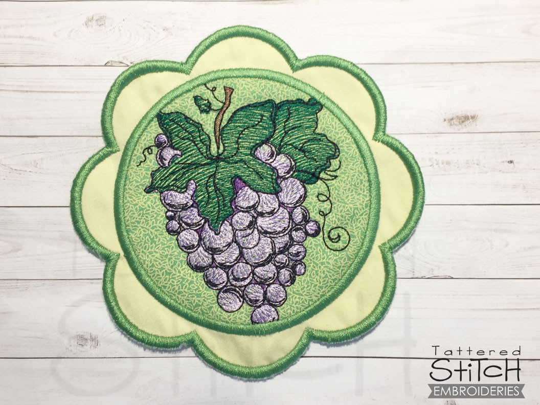 Grapes Applique Design 8 sizes included.Machine embroidery design ...
