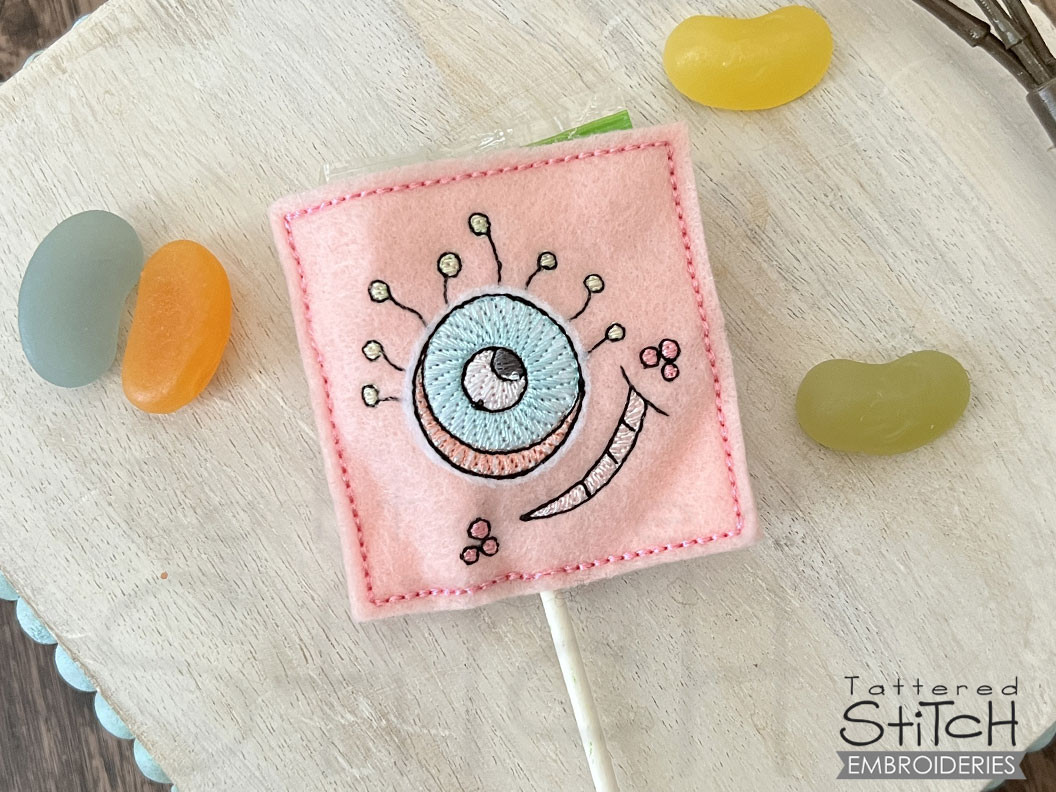 Happy Monster Lollipop Wrapper - Embroidery Designs & Patterns