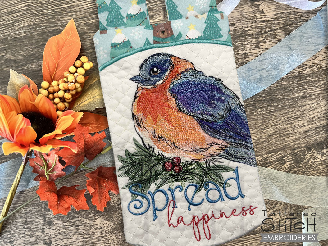 Spread Happiness Garden Flag - Machine Embroidery - Tattered Stitch ...