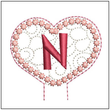 Flourished Heart Pencil Topper ABCs - Embroidery Designs & Patterns
