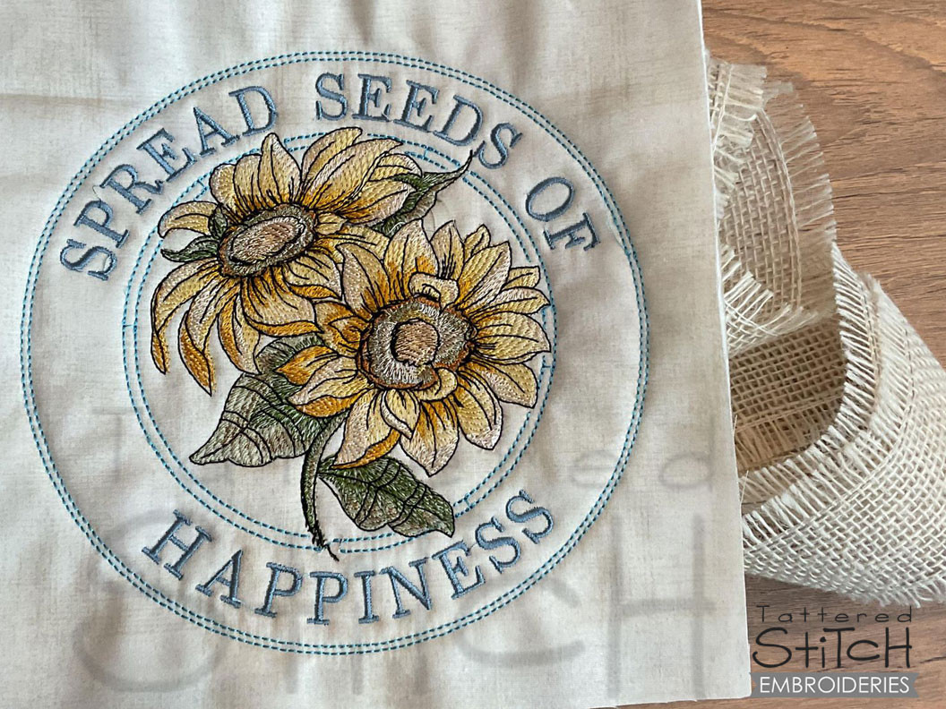Spread the Seeds of Happiness Label - Embroidery Designs & Patterns
