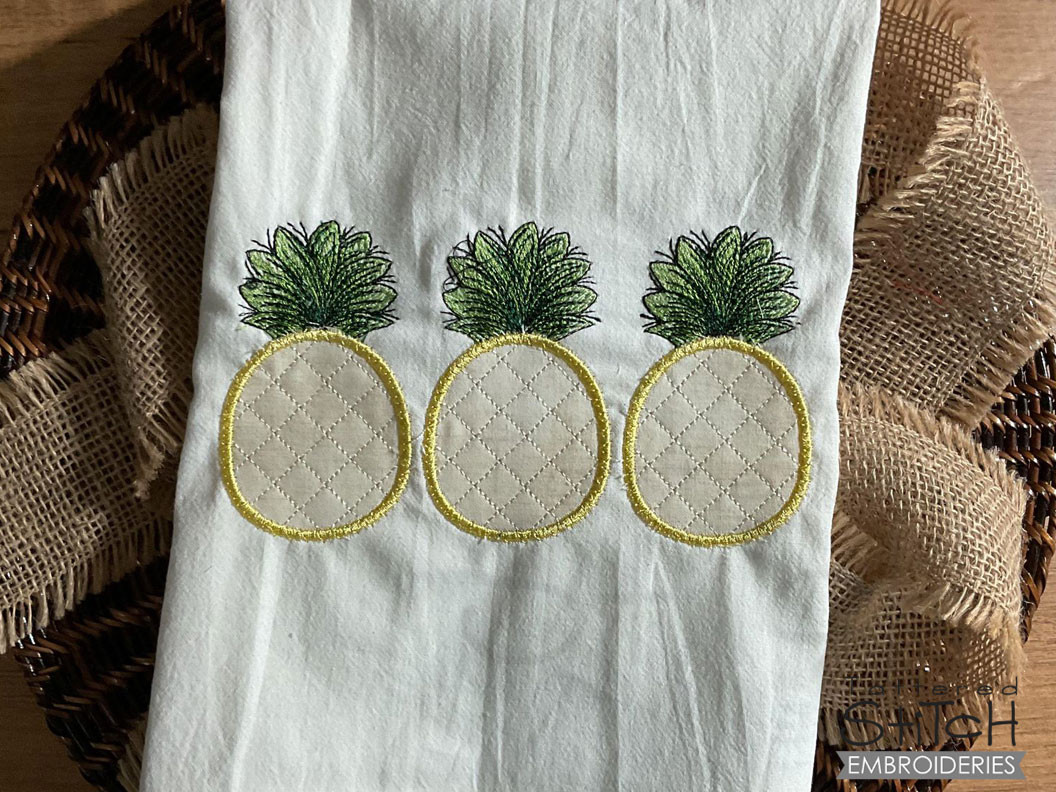 3 Pineapples Applique - Embroidery Designs