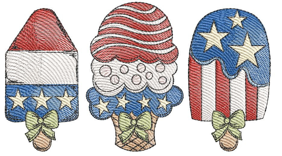 Patriotic Popsicles - Embroidery Designs & Patterns - Tattered Stitch ...