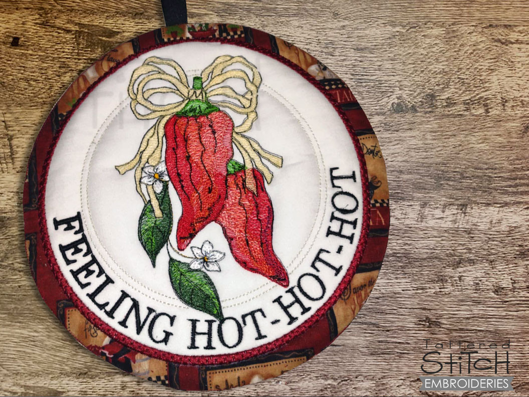Chili Peppers Hot Pad - Embroidery Designs