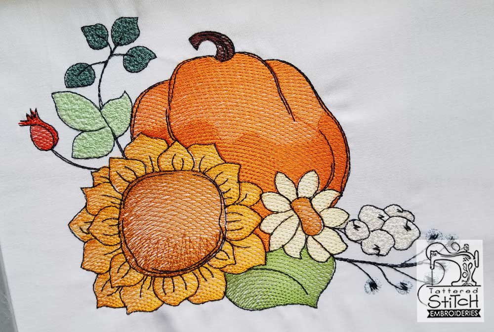Pumpkin Bouquet Fits in a 5x7 & 8x8" Hoop - Instant Downloadable ...