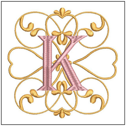 Monogram Swirls ABCs - K - Embroidery Design