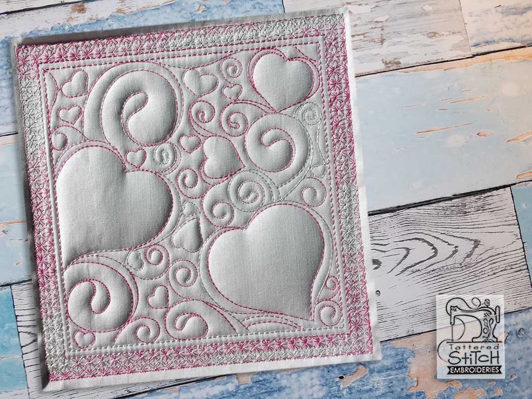 Hearts Quilt Block Background - Embroidery Designs