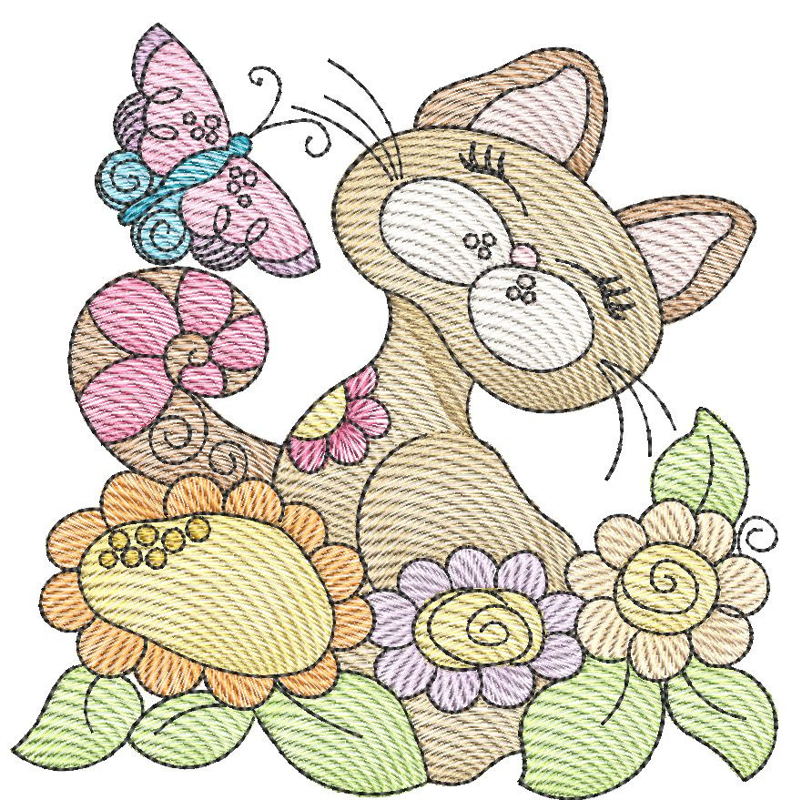 Whimsical Cats Bundle (No Quilt Block Background) -Fits a 4x4", 5x7 ...