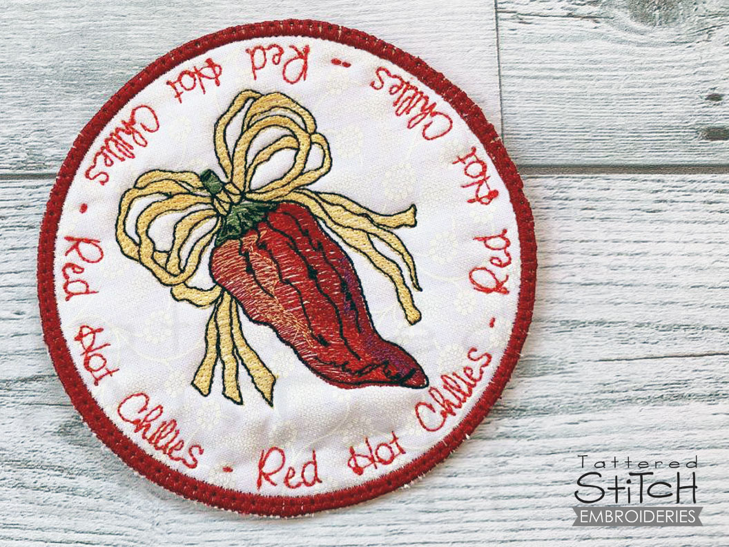 Red Hot Chili Pepper Coaster - Embroidery Designs & Patterns