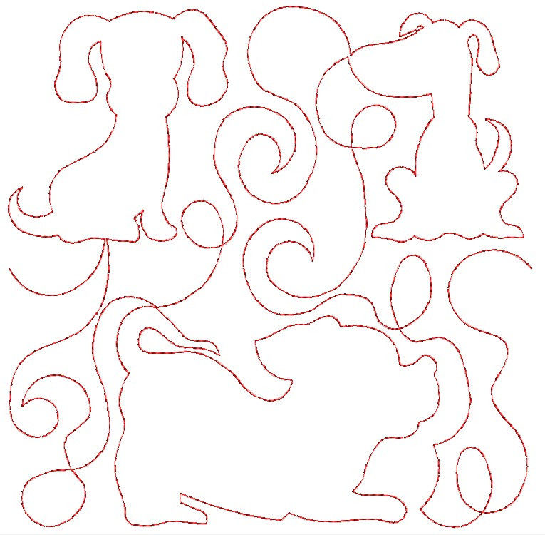 Dogs Edge to Edge Quilt Block - Embroidery Designs