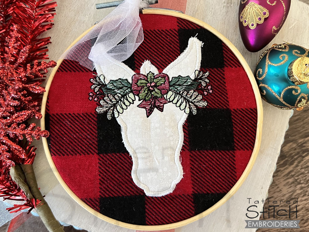 Holly Berry Holiday Donkey - Embroidery Designs