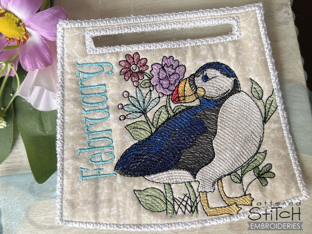 Bird of the Month - February Puffin Bundle - Embroidery Designs