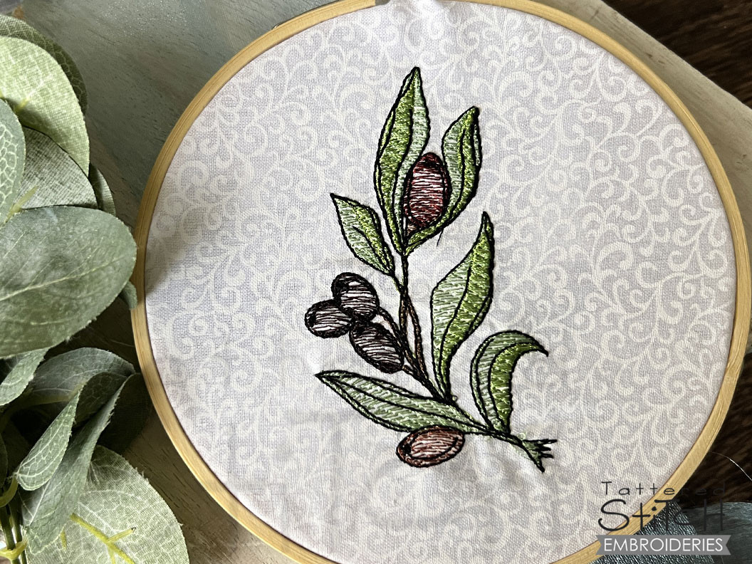 Olives - Fits a 4x4" & 5x7" Hoop, Machine Embroidery - Tattered Stitch ...