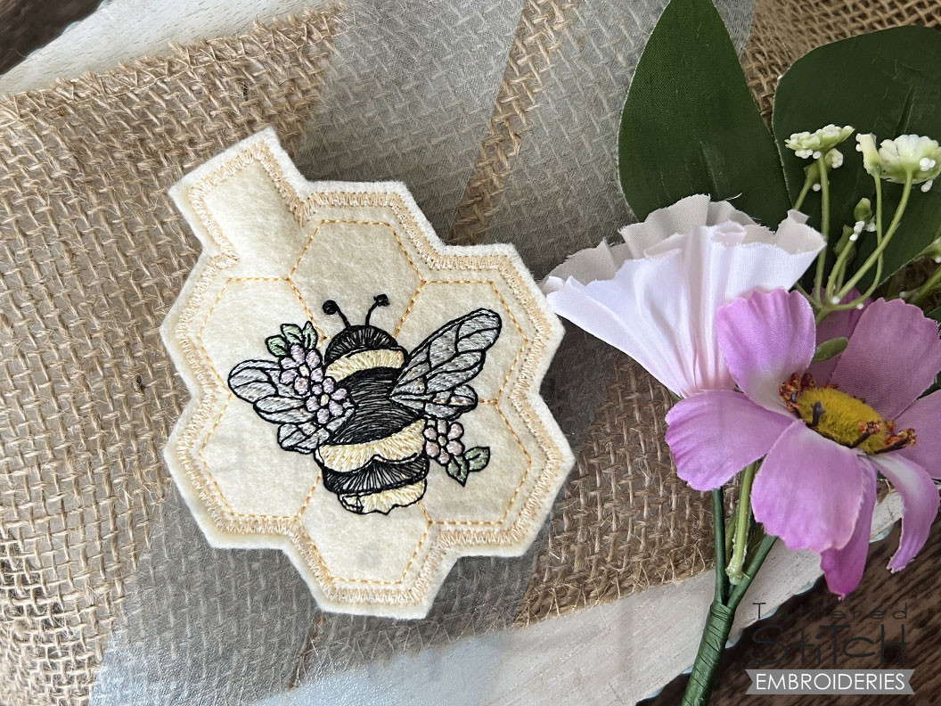 Honeycomb Bee Clothespin Magnet - Embroidery Designs & Patterns