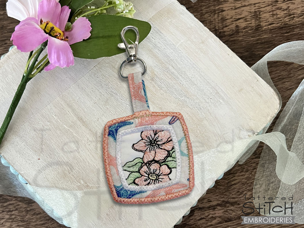 Scrappy Hibiscus Keychain/Charm - Embroidery Designs