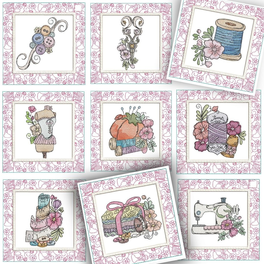 Sewing Notions with Phrases Bundle - Embroidery Designs
