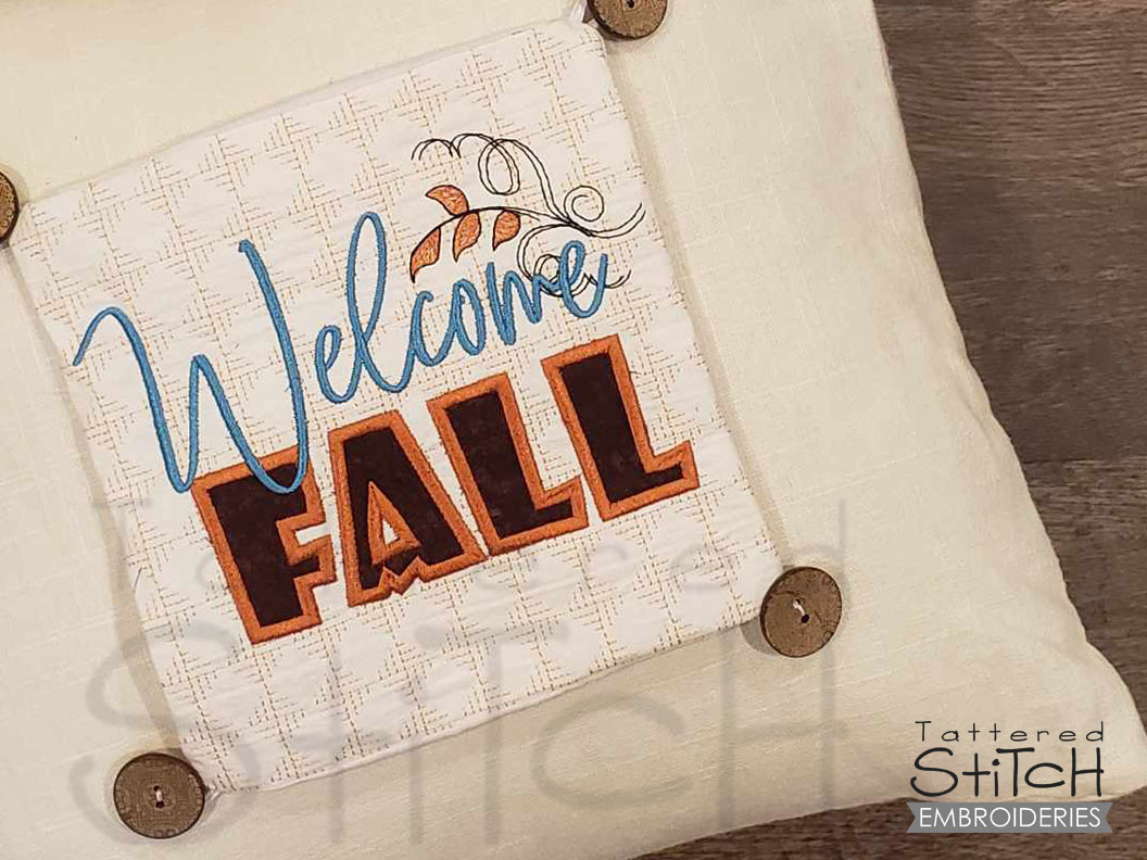 Welcome Fall Interchangeable Pillow cover - Embroidery Designs