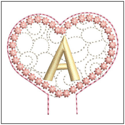 Flourished Heart Pencil Topper ABCs - Embroidery Designs & Patterns