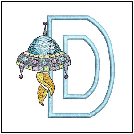 UFO Applique ABCs D - Embroidery Designs & Patterns - Tattered Stitch ...