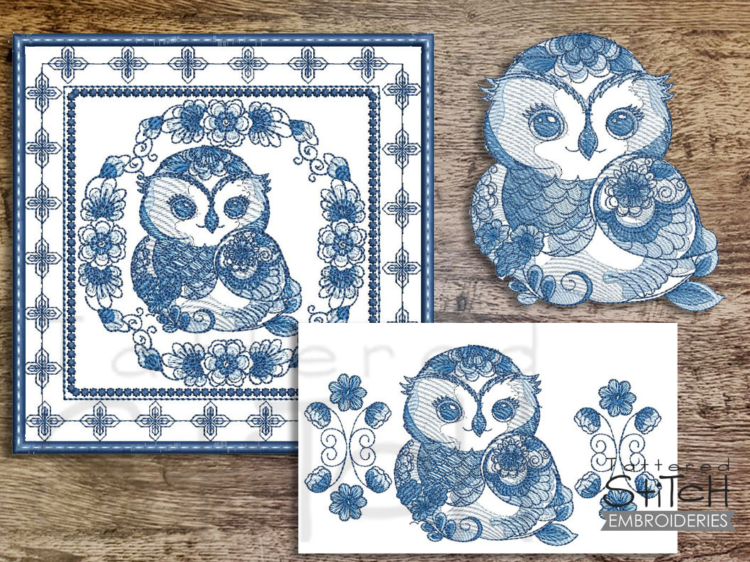 Delft Blue Owl Bundle - Embroidery Designs