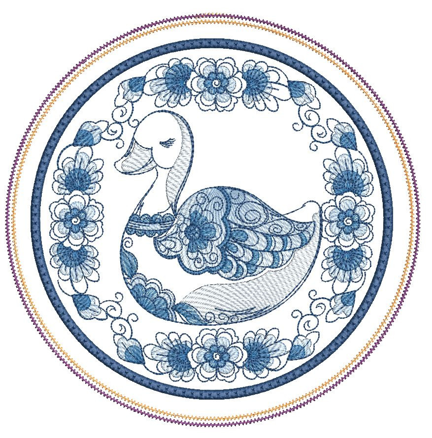 Delft Blue Hot Pad Goose - Embroidery Designs