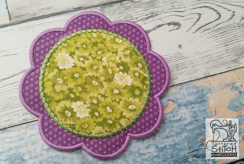 Floral Button Coaster - 4 - Embroidery Design