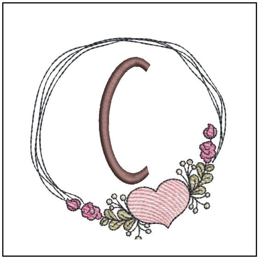 Heart Stain ABCs - C - Embroidery Designs