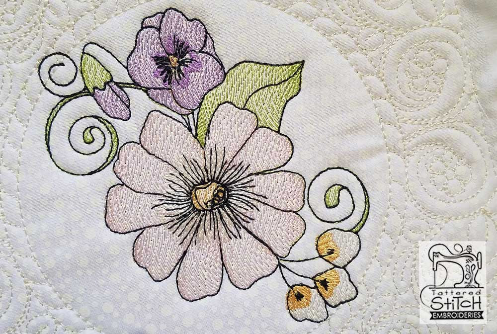 April Daisy Cluster - Machine Embroidery - Tattered Stitch Embroideries