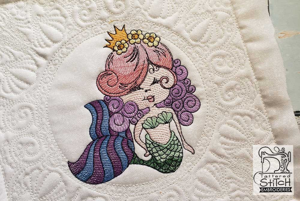 Mermaid Quilt Block-Fits a 5x5", 6x6", 7x7", 8x8" & 10x10" Hoop ...