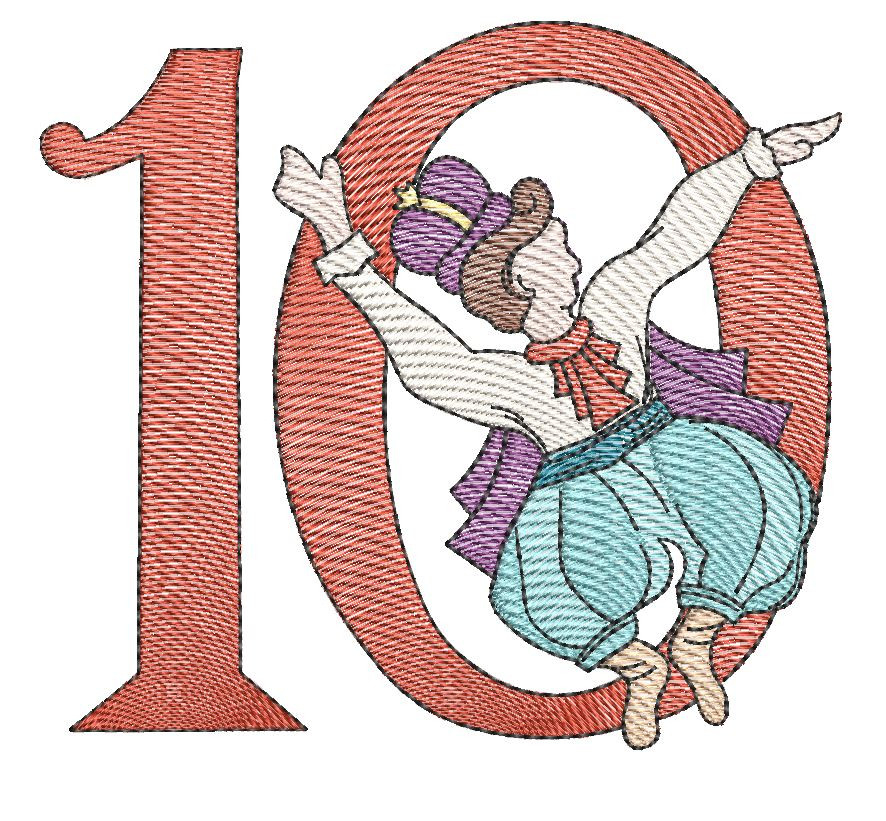 12 Days of Christmas 10 (No Block Background) - Embroidery