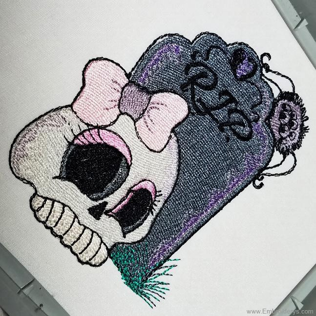 Adorable Lady Skully RIP - Embroidery Designs
