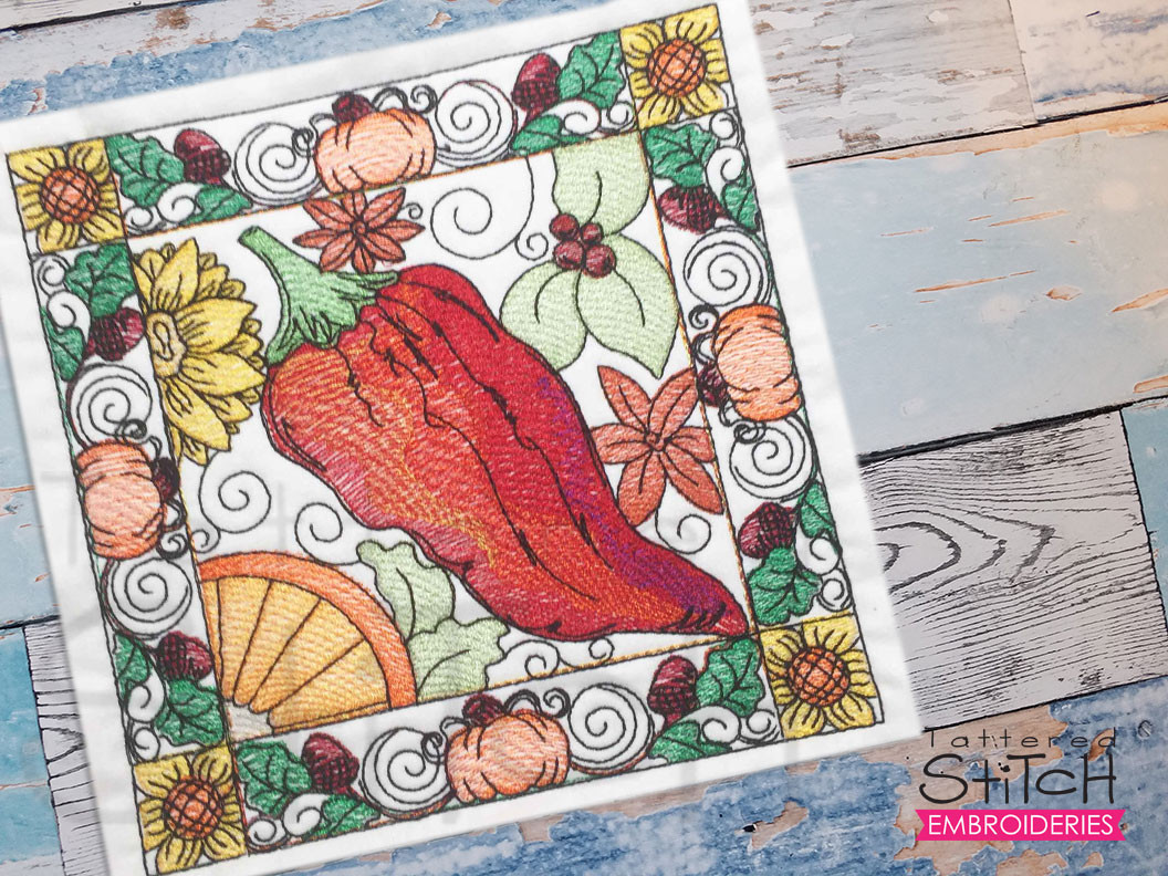 Chili Pepper Block - Embroidery Designs & Patterns