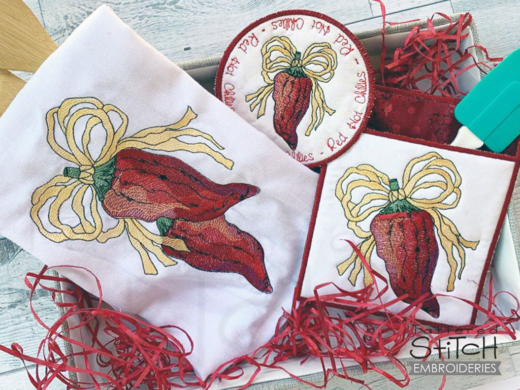 Red Hot Chili Pepper Coaster - Embroidery Designs & Patterns